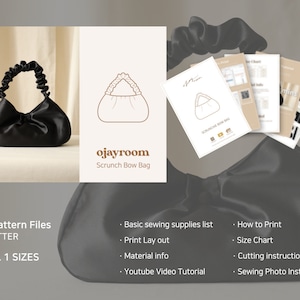 Scrunchie Bow Bag, Mini Tote Bag Sewing Patterns(ojbg0005), PDF Pattern ...