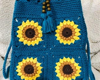 Sunflower Granny Square Backpack - Etsy
