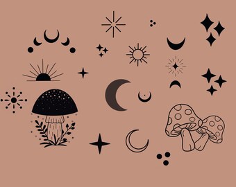 Moon Tattoo Flash - Etsy