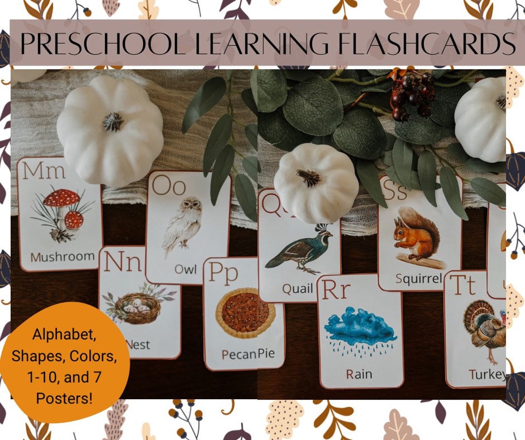 Preschool Learning Flashcards & Posters PDF - Etsy