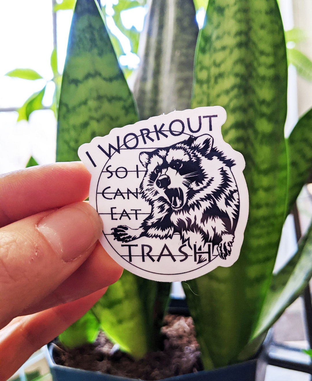 Workout to Eat Trash Fitness Sticker / Shaker Bottle Sticker / Funny ...