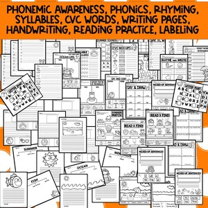 Kindergarten Summer Review Worksheets Packet Practice Worksheet Pages ...