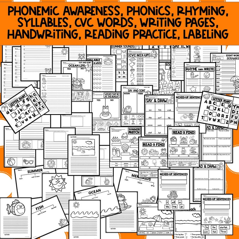 Kindergarten Summer Review Worksheets Packet Practice Worksheet Pages ...