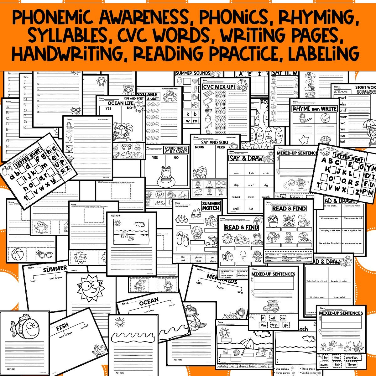 Kindergarten Summer Review Worksheets Packet Practice Worksheet Pages ...