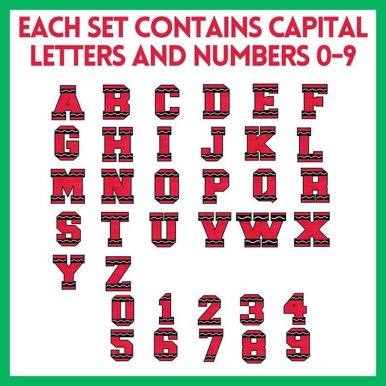 Crayon Bulletin Board Display Letters Red Orange Purple Blue Pink Green ...