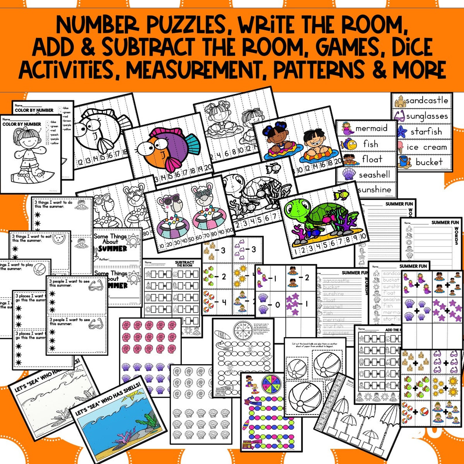 Kindergarten Summer Review Worksheets Packet Practice Worksheet Pages ...