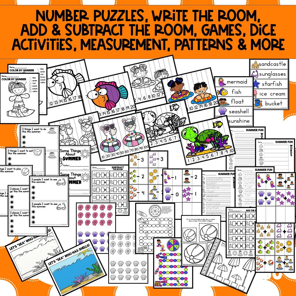 Kindergarten Summer Review Worksheets Packet Practice Worksheet Pages ...