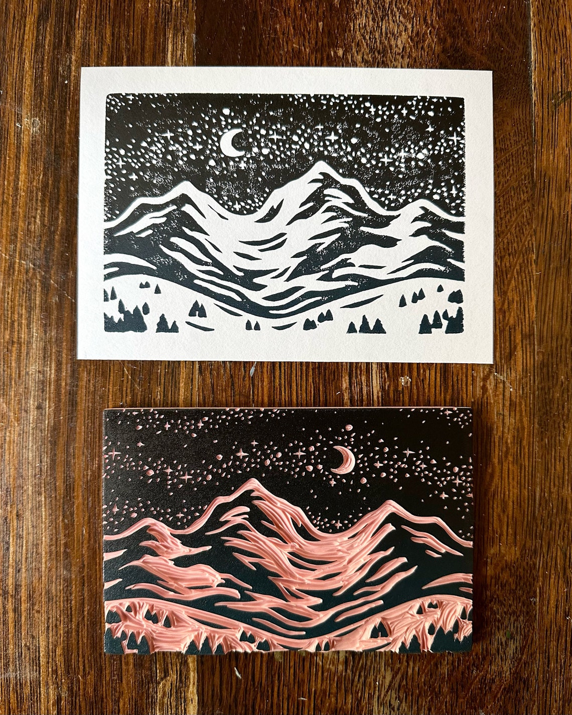 Starry Mountains Block Print - Etsy