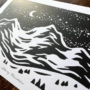 Starry Mountains Block Print - Etsy