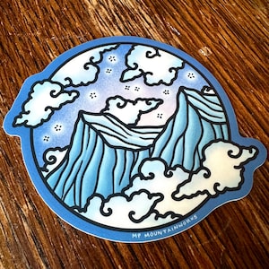 Mountains and Clouds Vinyl Sticker - Etsy