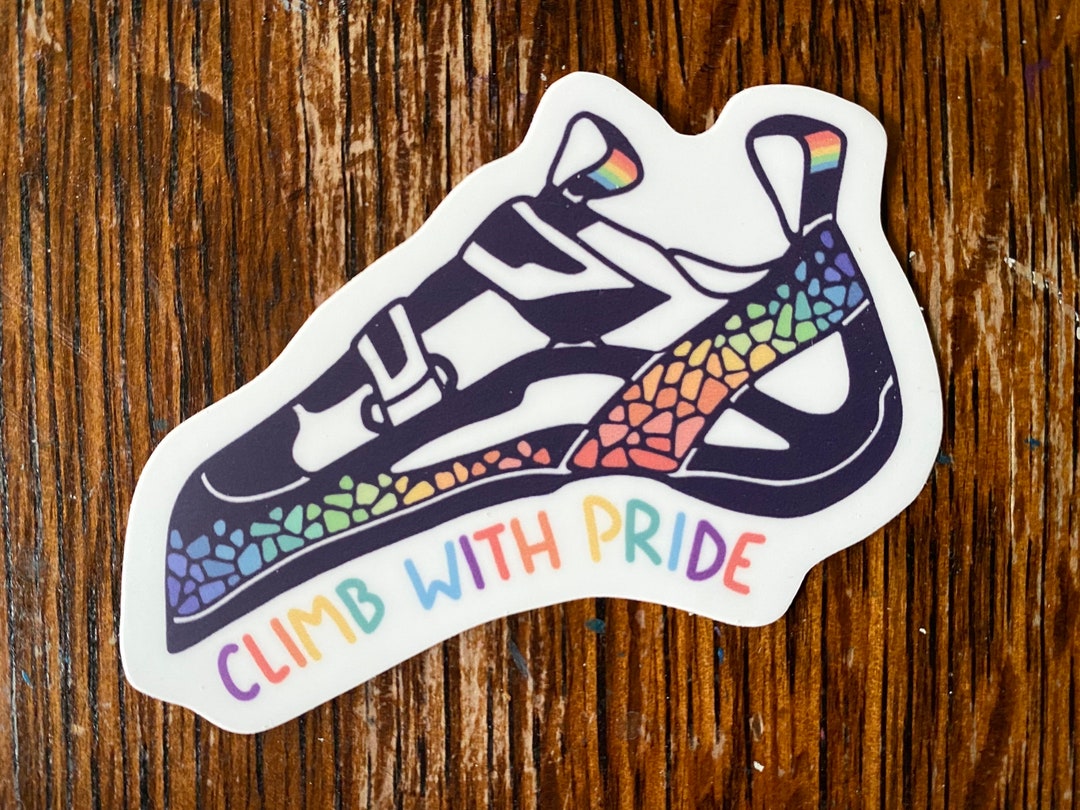 Climb With Pride Climbing Shoe Vinyl Sticker Navy With Rainbow Details ...