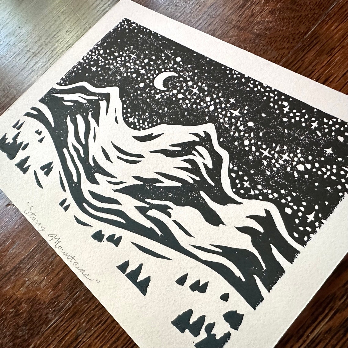 Starry Mountains Block Print - Etsy