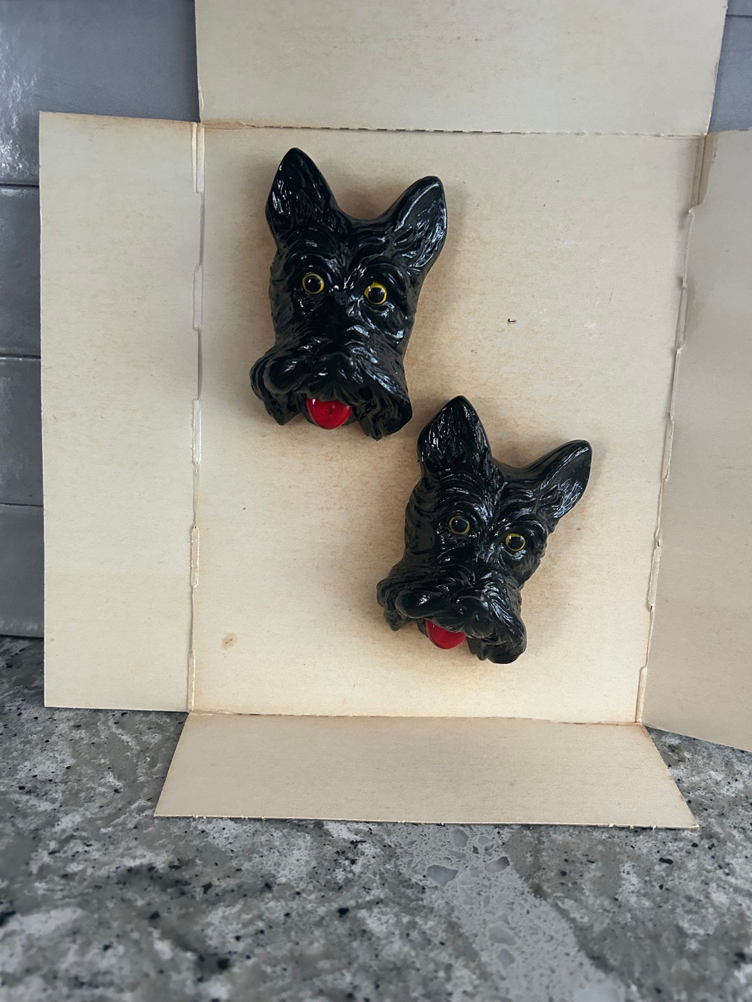 Vintage Wall Chalkware Scottish Terrier Scotty Dogs - Etsy