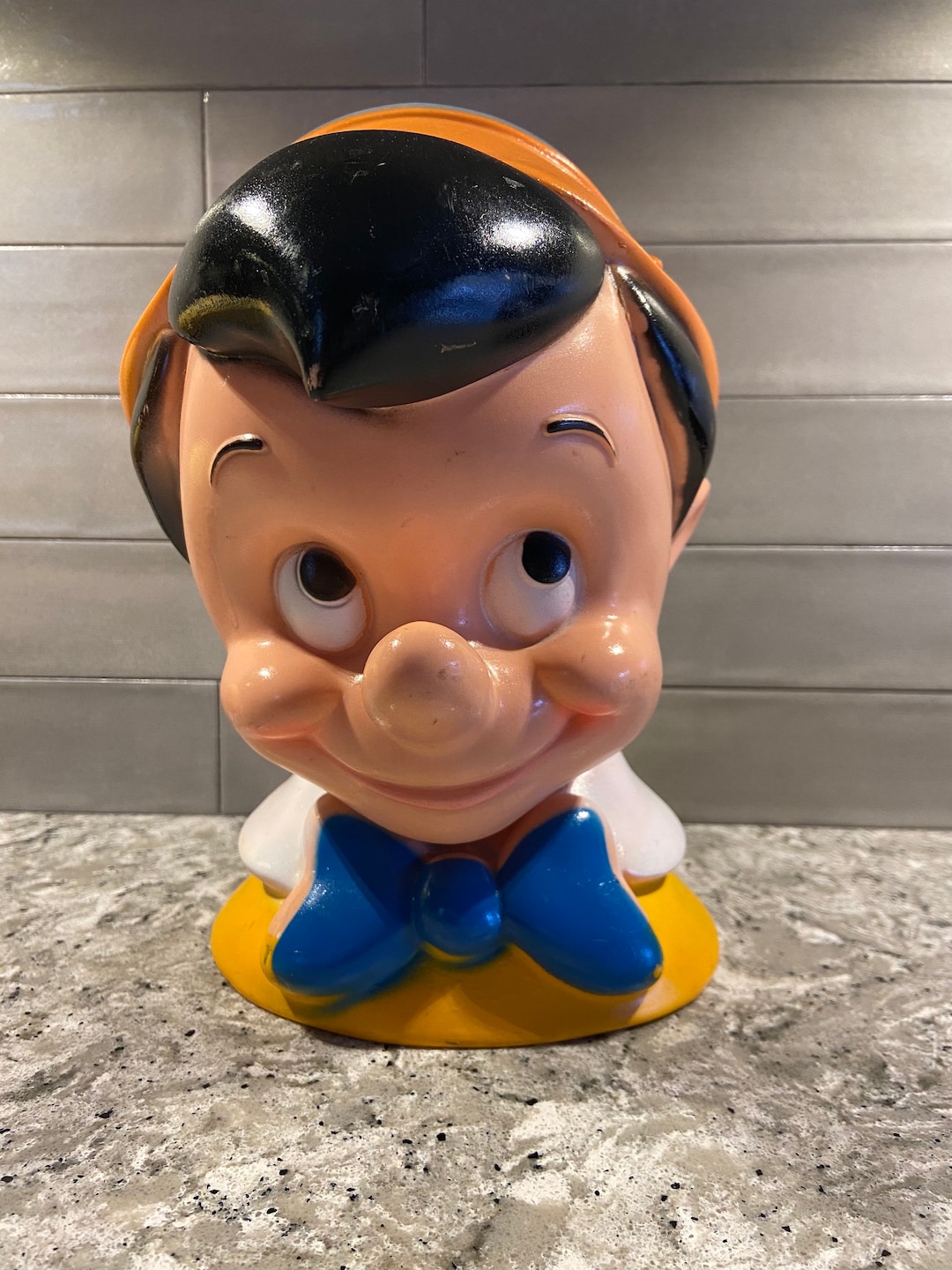 Pinocchio Head Coin Bank Vintage - Etsy