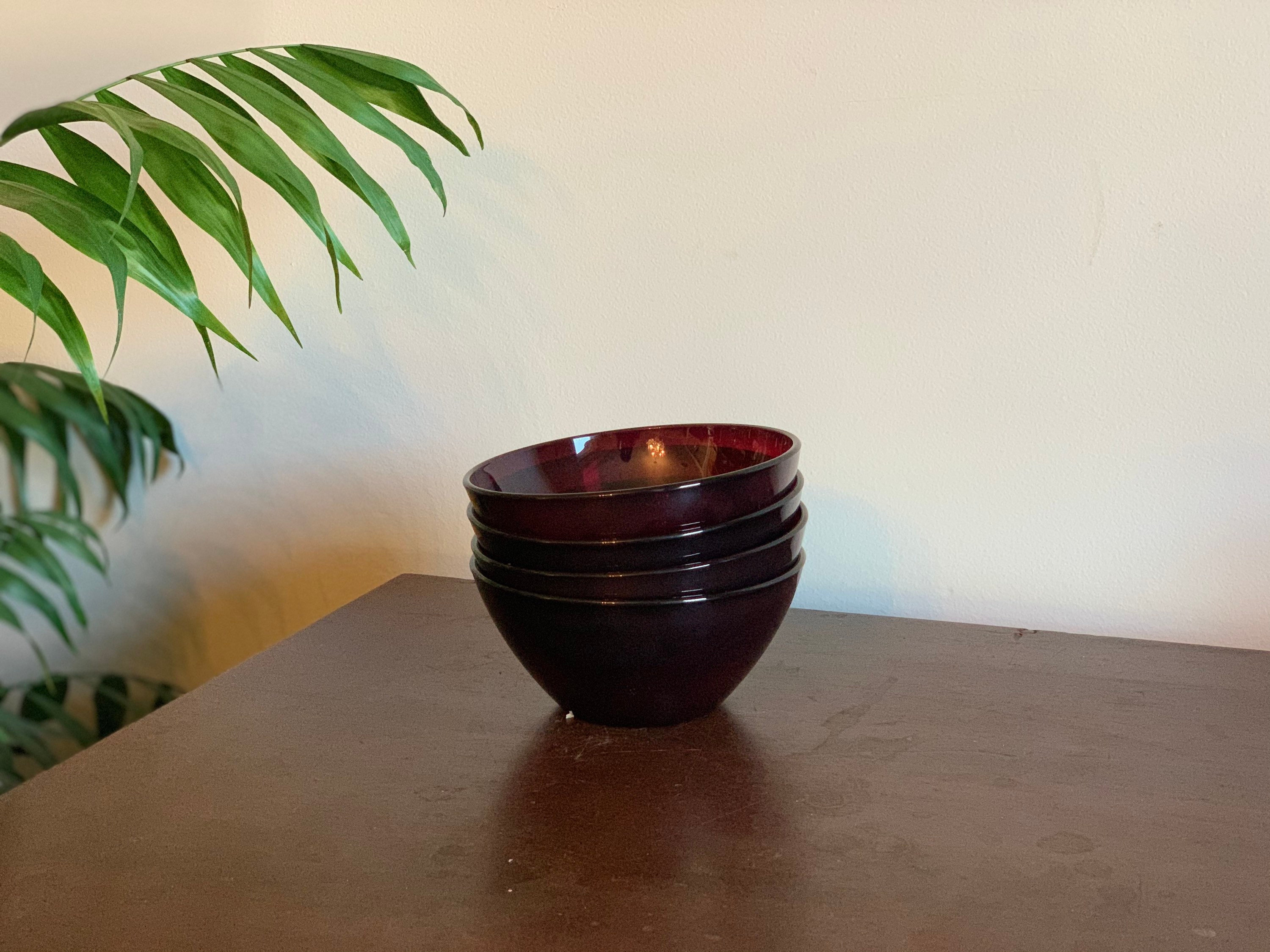 Set of 4 Vintage Red Ruby Bowls Small Sorbet Dessert Size Bowls Holiday ...