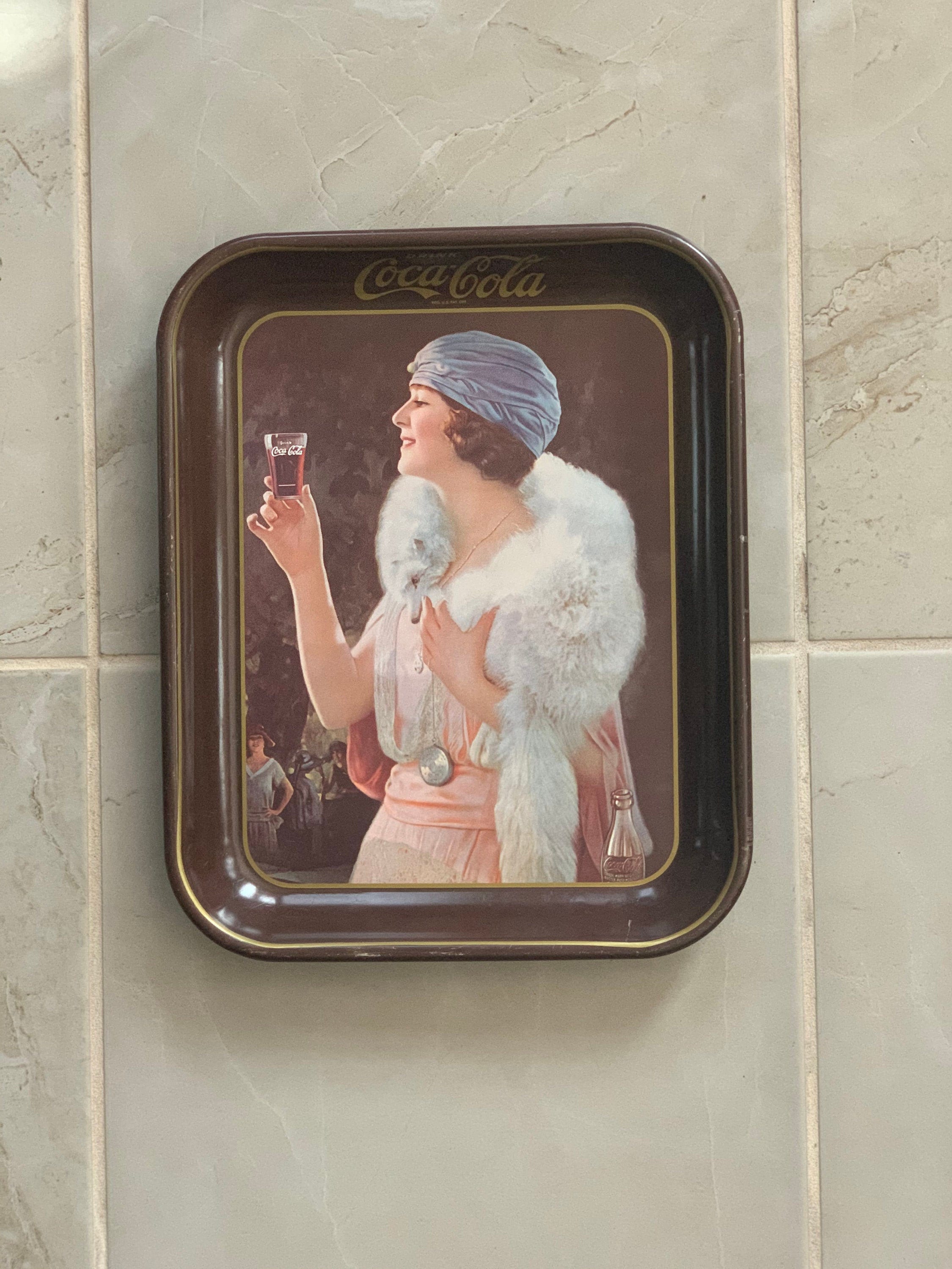 1920s Flapper Woman in Fur Vintage Drink Coco Cola Ad Tray | Vintage ...