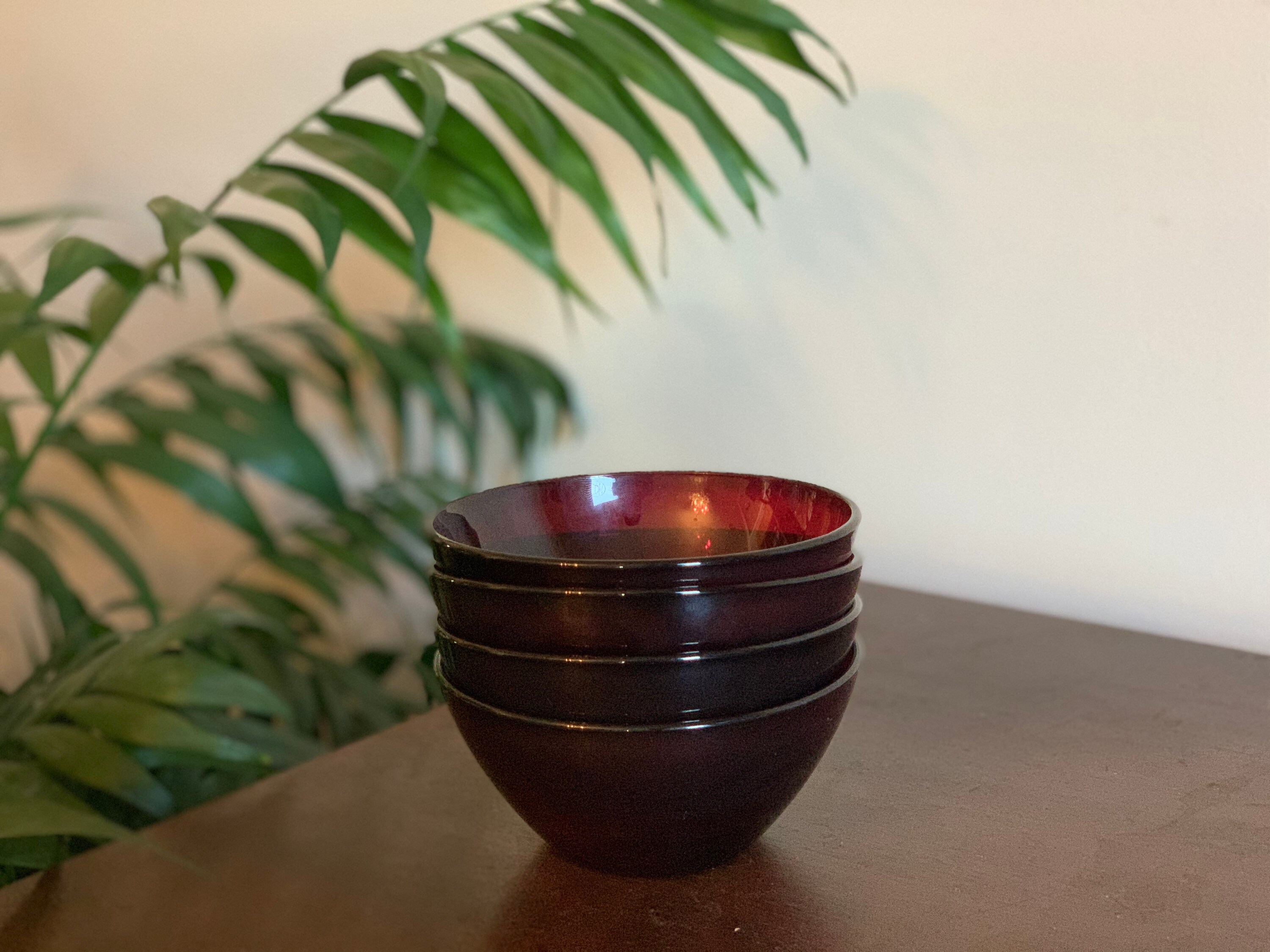 Set of 4 Vintage Red Ruby Bowls Small Sorbet Dessert Size Bowls Holiday ...