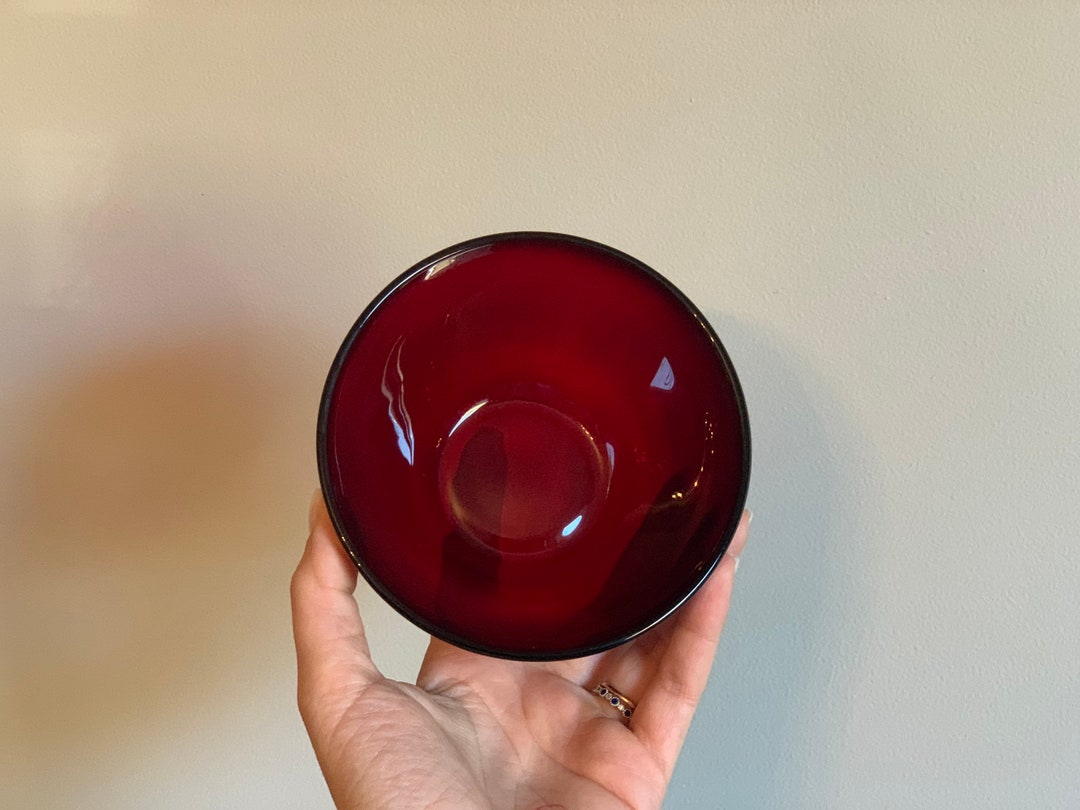 Set of 4 Vintage Red Ruby Bowls Small Sorbet Dessert Size Bowls Holiday ...