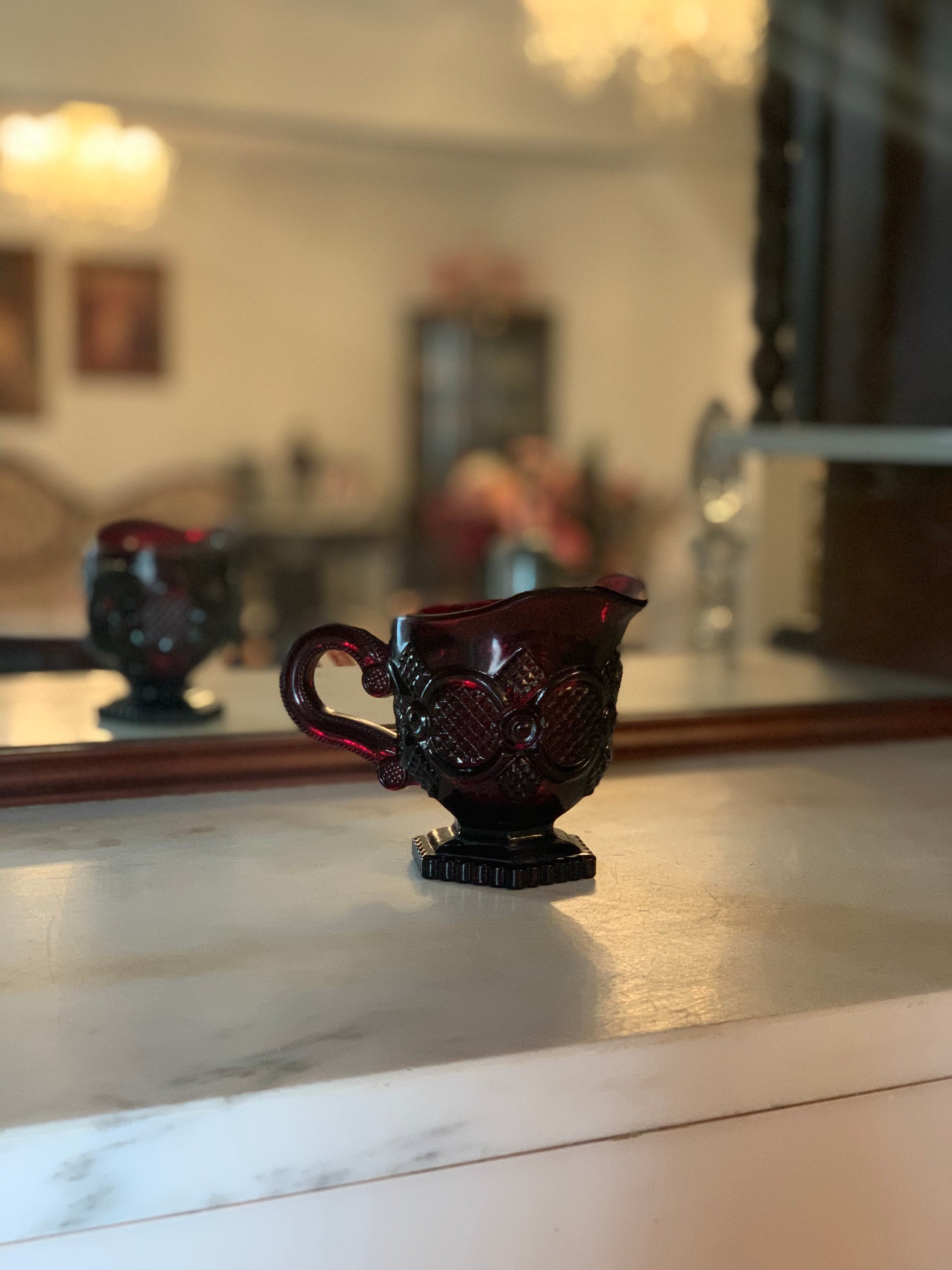 Vintage Avon Red Ruby Creamer 1876 Cape Cod Collection | Etsy