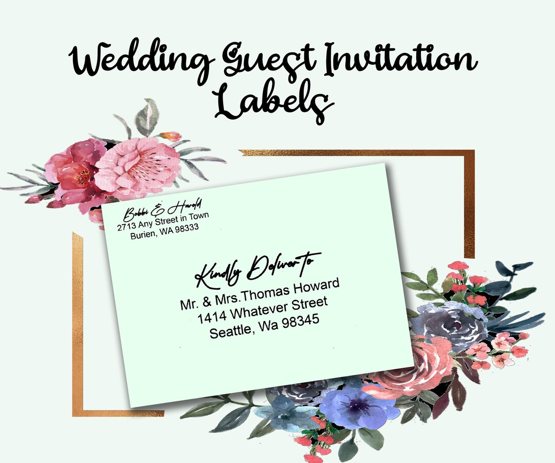 Wedding Invitation Guest Address Labels, Shower Invites, Party ...