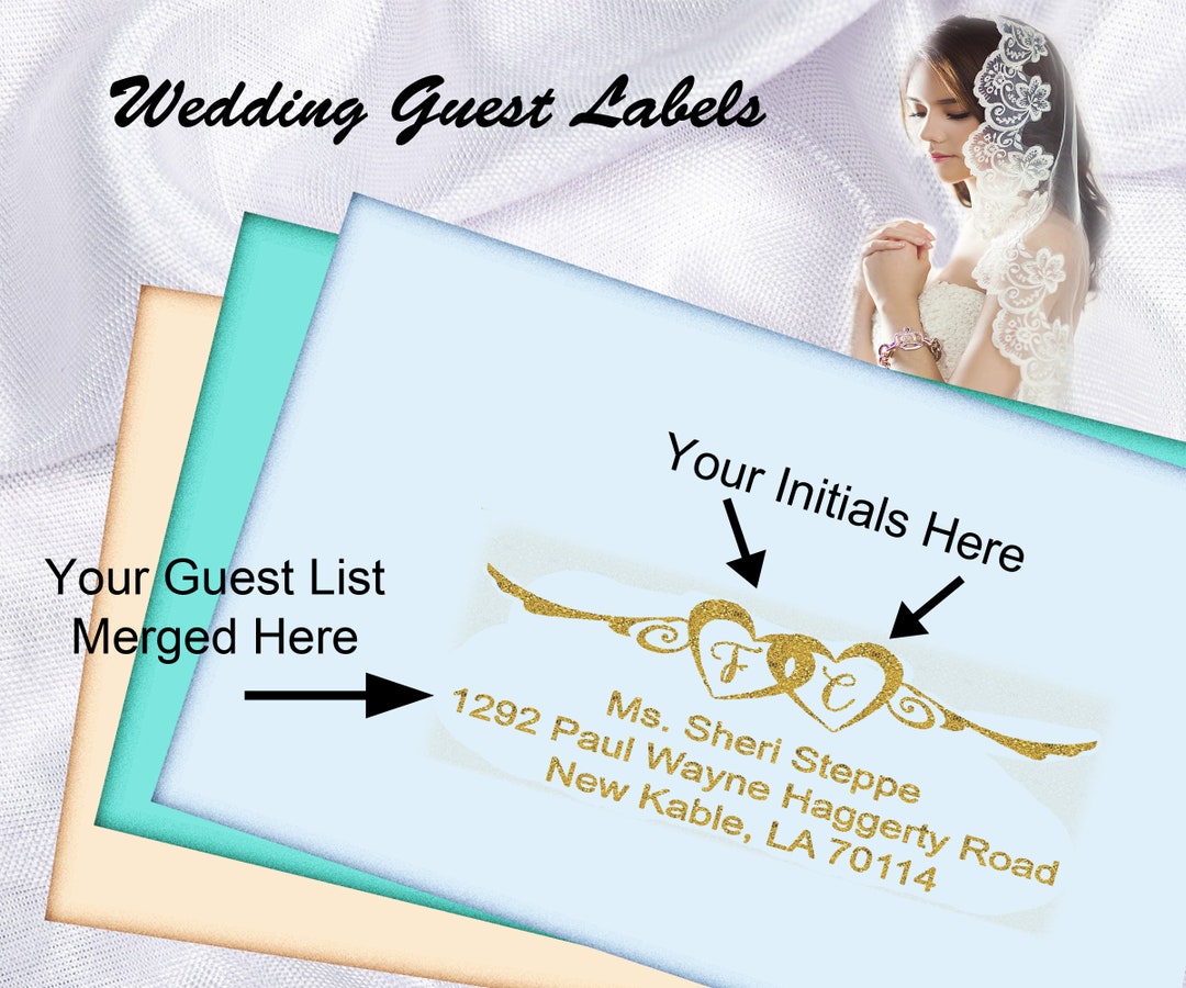 Guest Address Labels. Save the Date, Transparent Calligraphy, Large Size for Formal Addressing ...
