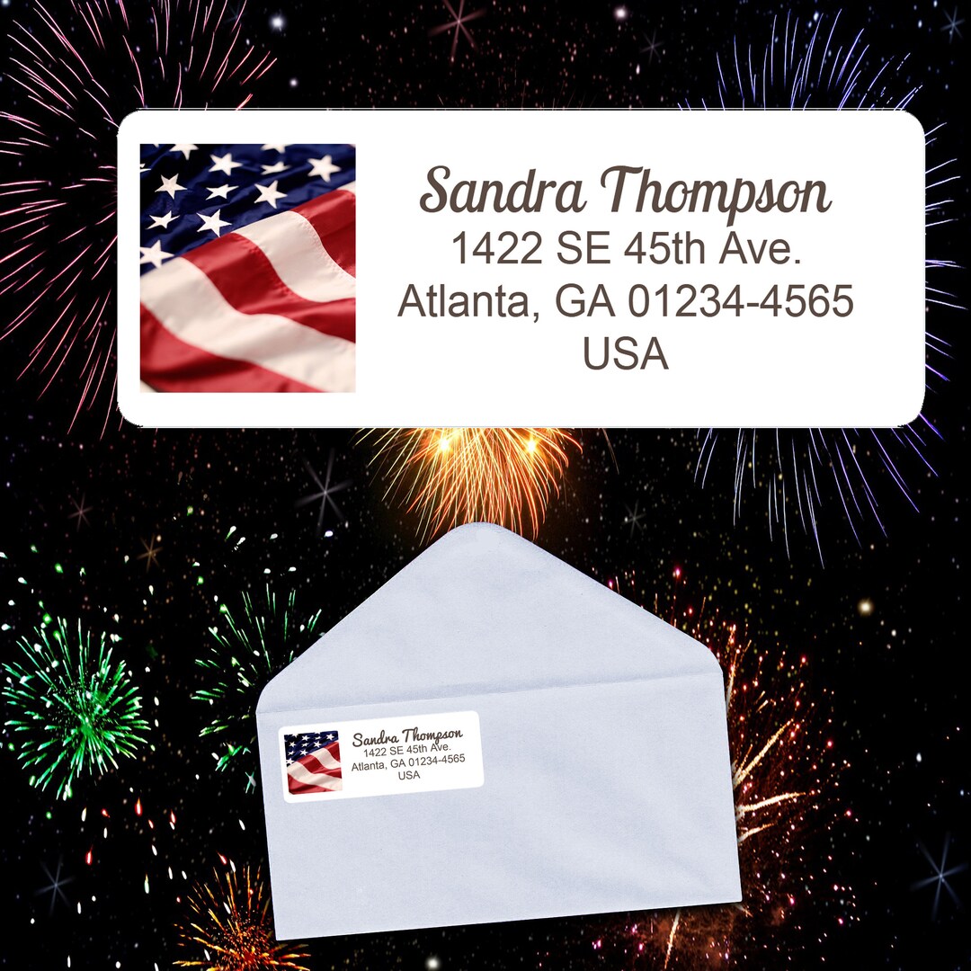 Patriotic American Flag Return Address Labels: Custom Mailing Stickers ...