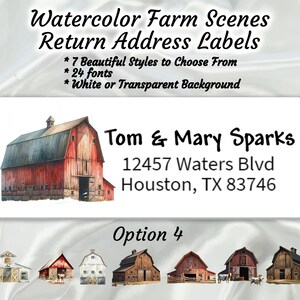 Return Address Labels Antique Barns in Watercolor. Buy 2 Get One Free ...