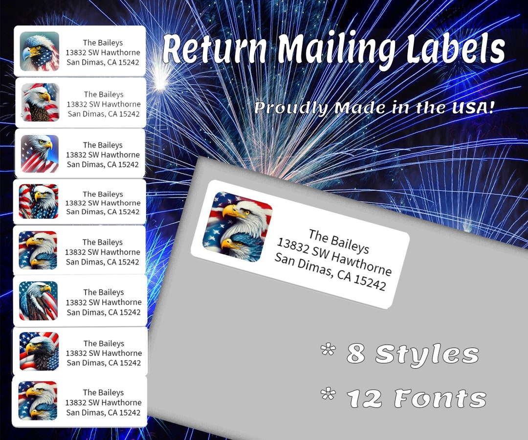 Patriotic Return Address Labels. Buy 2 Get 1 FREE, American Flag With ...