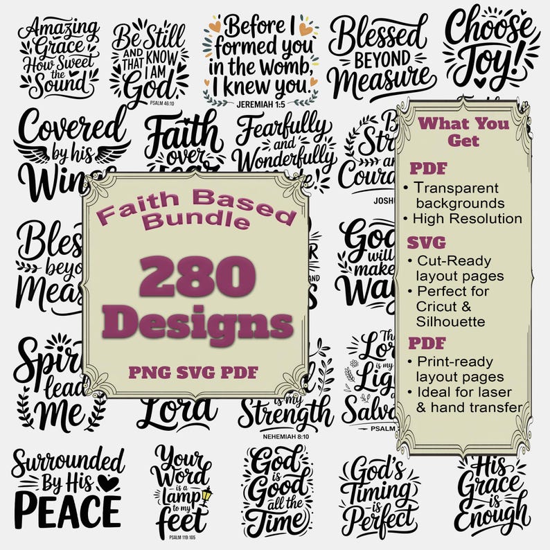 Christian SVG Bundle, Faith Based Bible Verse Designs (png Svg Pdf) - Etsy