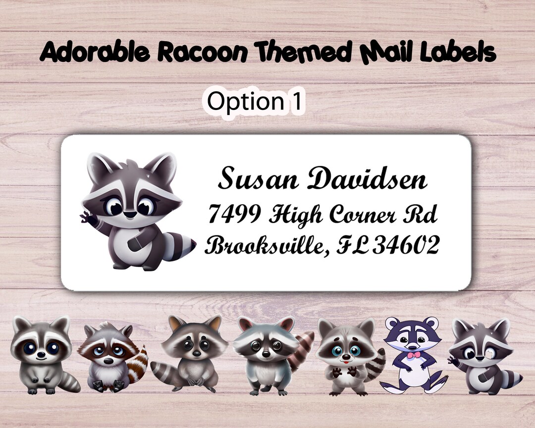 Cute Kawaii Raccoon Return Mailing Labels. Buy 2 Get 1 FREE! 1"x2 5/8 ...