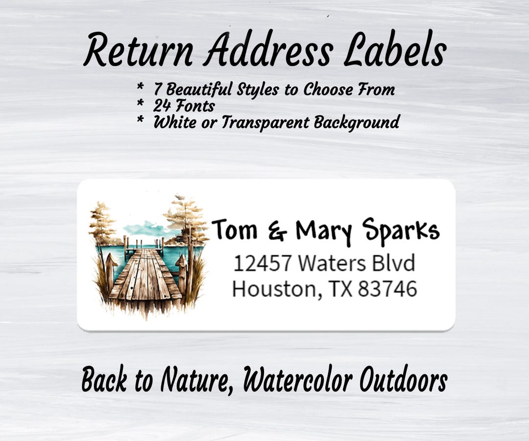 Watercolor Nature Return Address Labels: Mountain River Stickers - Etsy