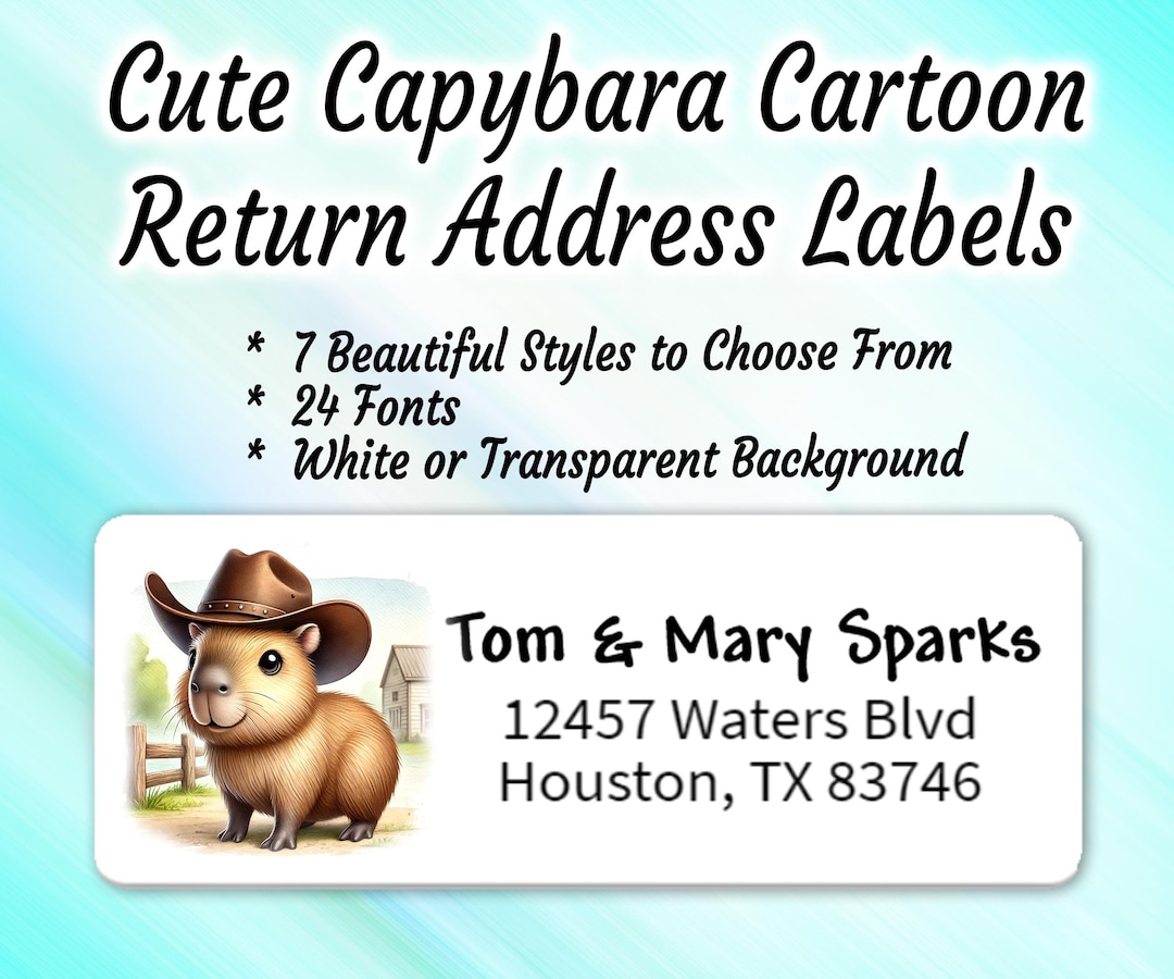 Capybara Cartoon Return Address Labels - Custom Envelope Stickers - Etsy