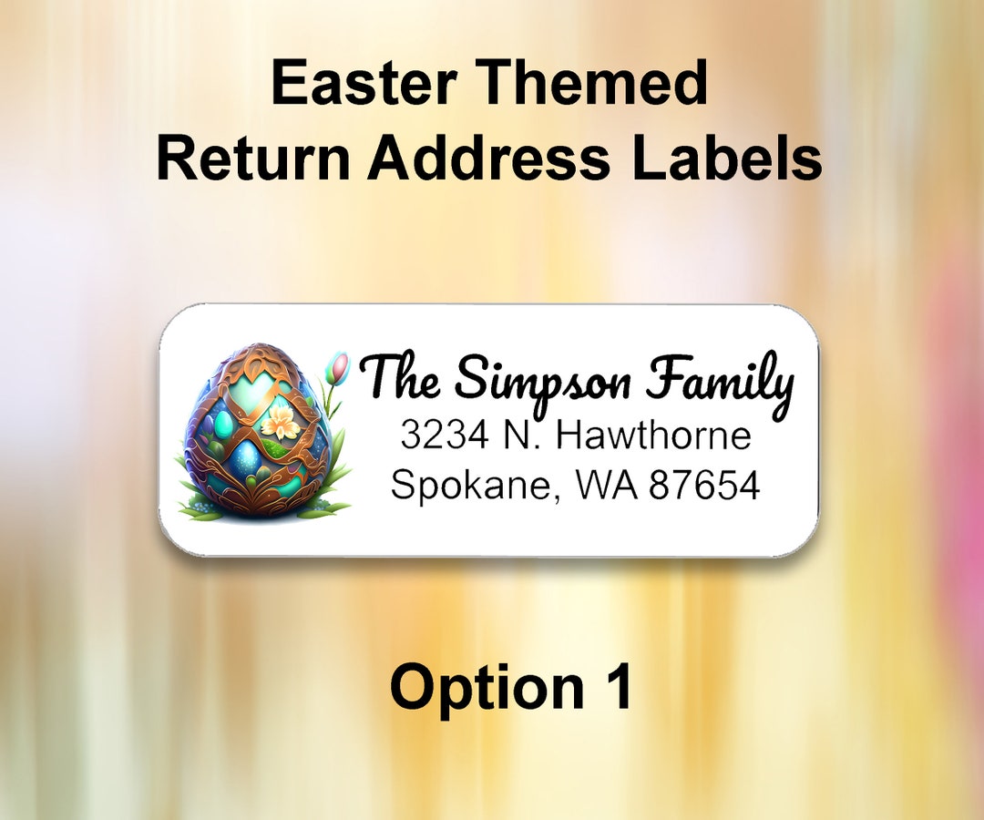 Personalized Return Address Labels With Easter Theme. White or ...