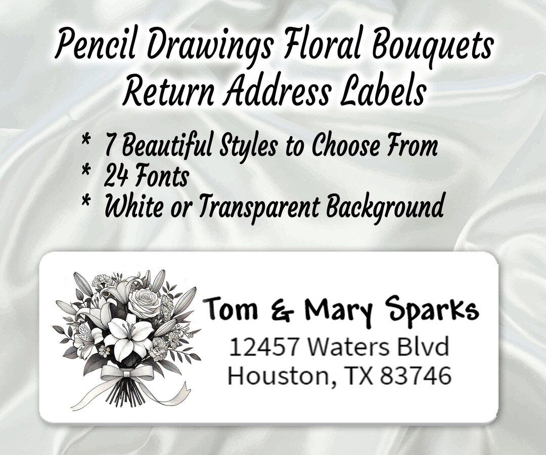 Floral Line Art, Return Address Labels. Buy 2 Get 1 FREE!. Beautiful ...