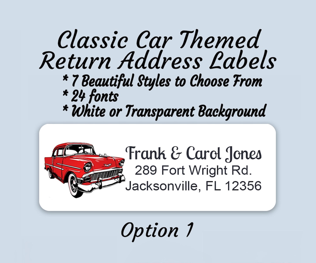 Return Address Labels Classic Retro Cars, Automobiles. Buy 2 Get One ...