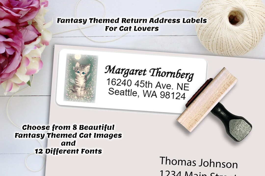 Fantasy Cat Return Address Labels: Custom Return Mailing Stickers - Etsy