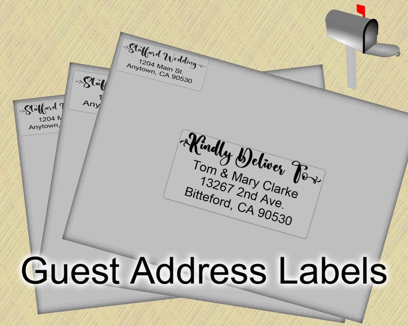 Wedding Guest Address Labels: Gold Calligraphy, Transparent Stickers - Etsy