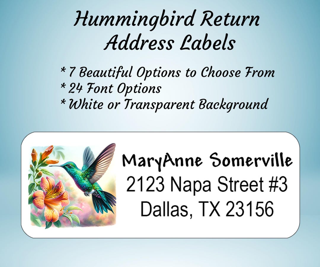 Watercolor Hummingbird Return Address Labels: Nature-inspired Elegance ...