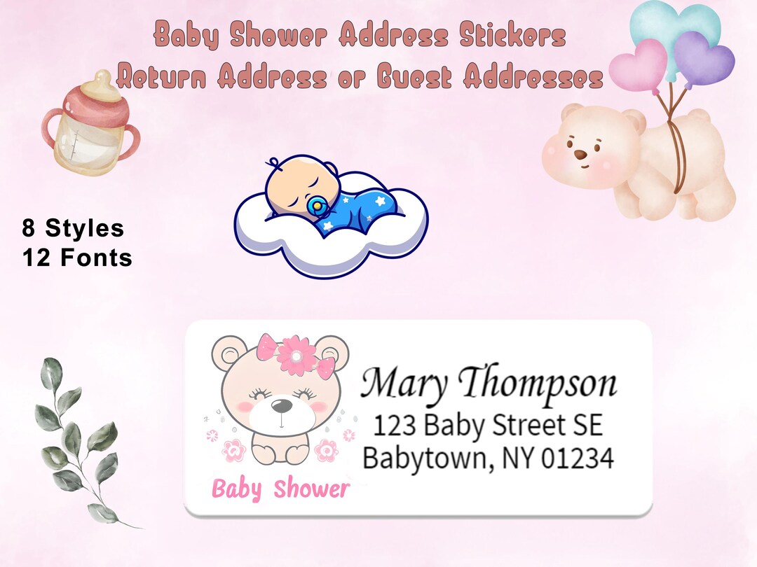 Baby Shower Invitation Guest or Return Mailing Labels. 30 per Sheet ...
