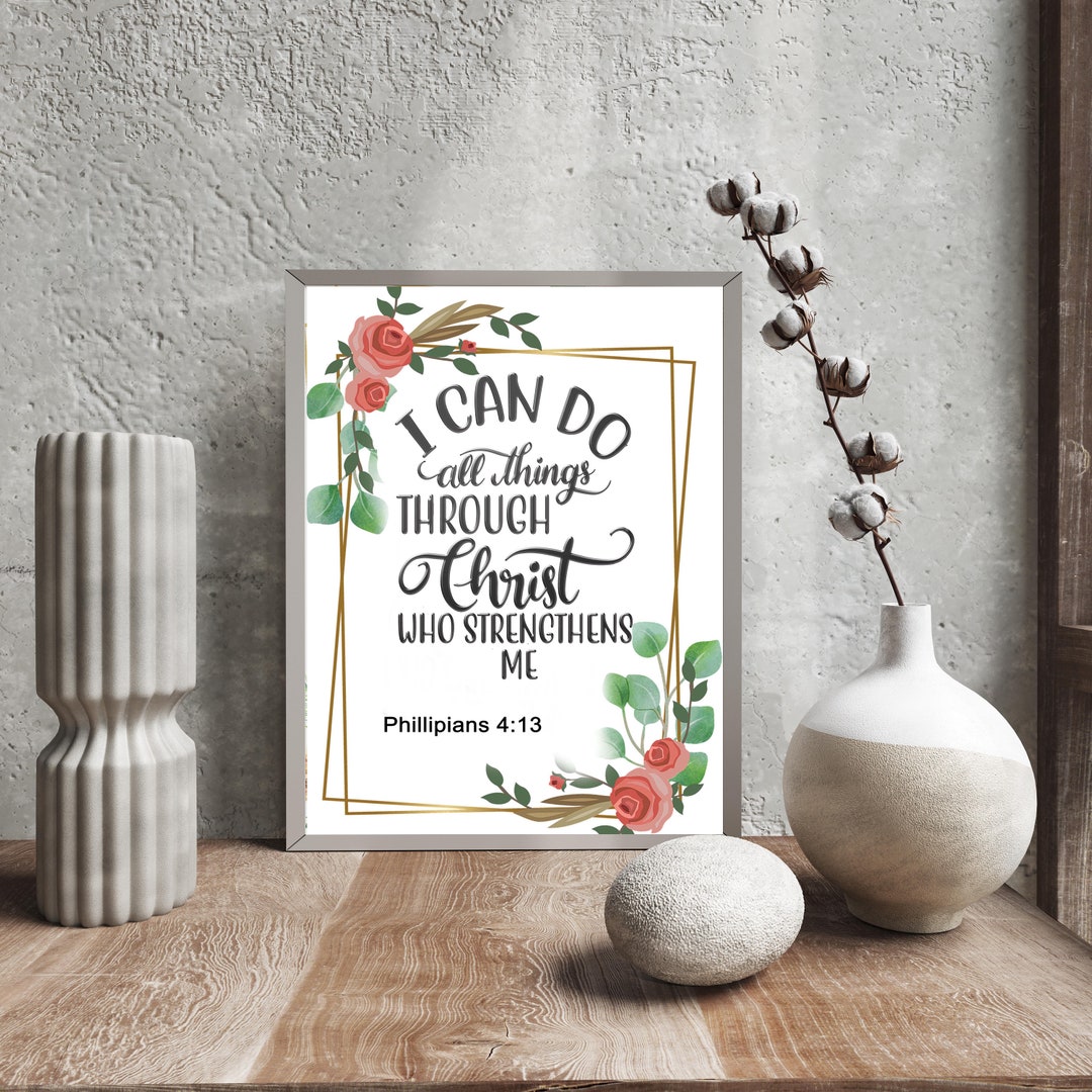 Bible Verse Wall Art, Philippians 4:13 Biblical Wall Decor, Christian ...