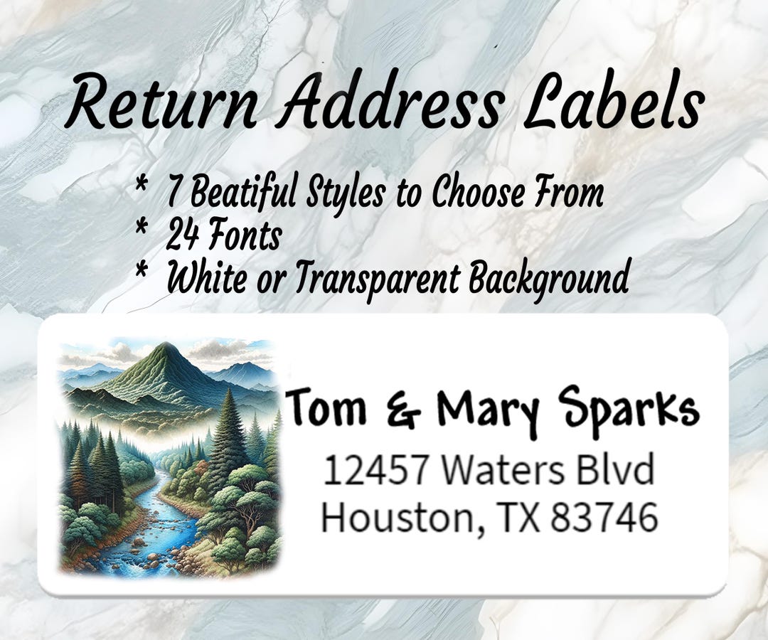 Return Mailing Labels Nature, Mountain, Streams - Buy 2 Get 1 Free ...