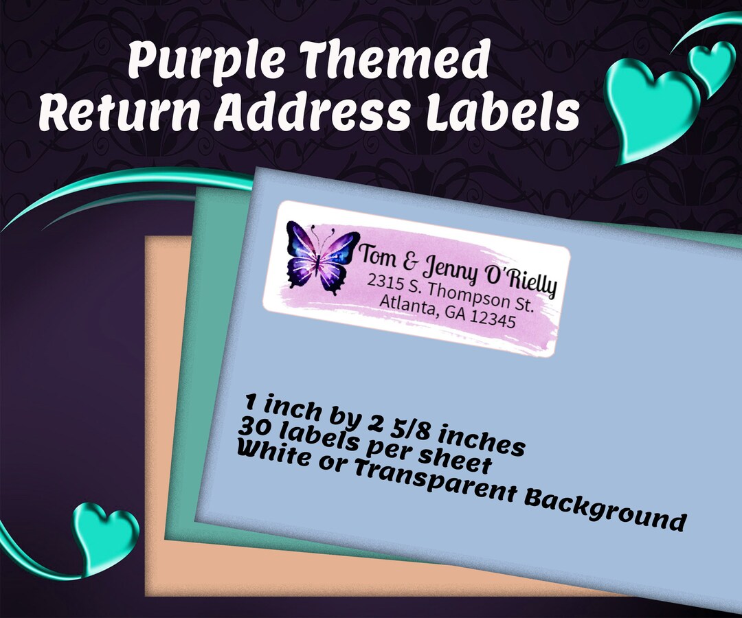 Watercolor Purple Butterfly Return Address Labels: Custom Mailing ...