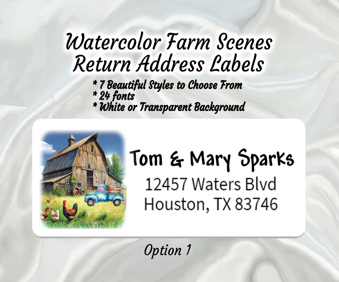 Rustic Barn Watercolor Return Address Labels: Farmhouse Mailing ...