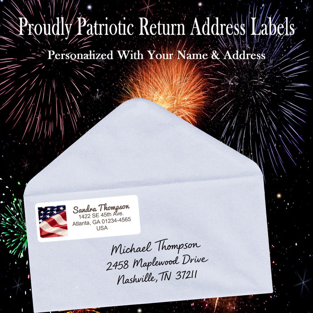 Personalized American Flag Return Address Labels, Patriotic Mailing ...