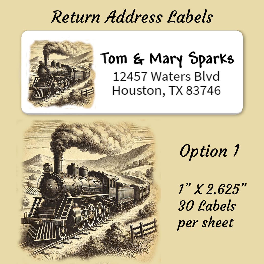 Steam Locomotive Return Address Labels: Antique Train Stickers - Etsy
