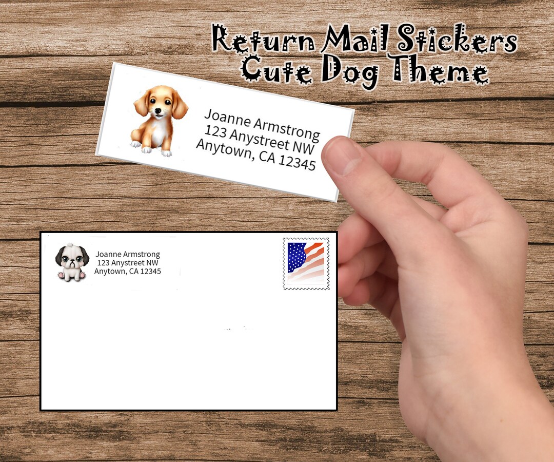 Dog Themed Return Address Mailing Labels, 8 Adorable Puppy Dogs to ...
