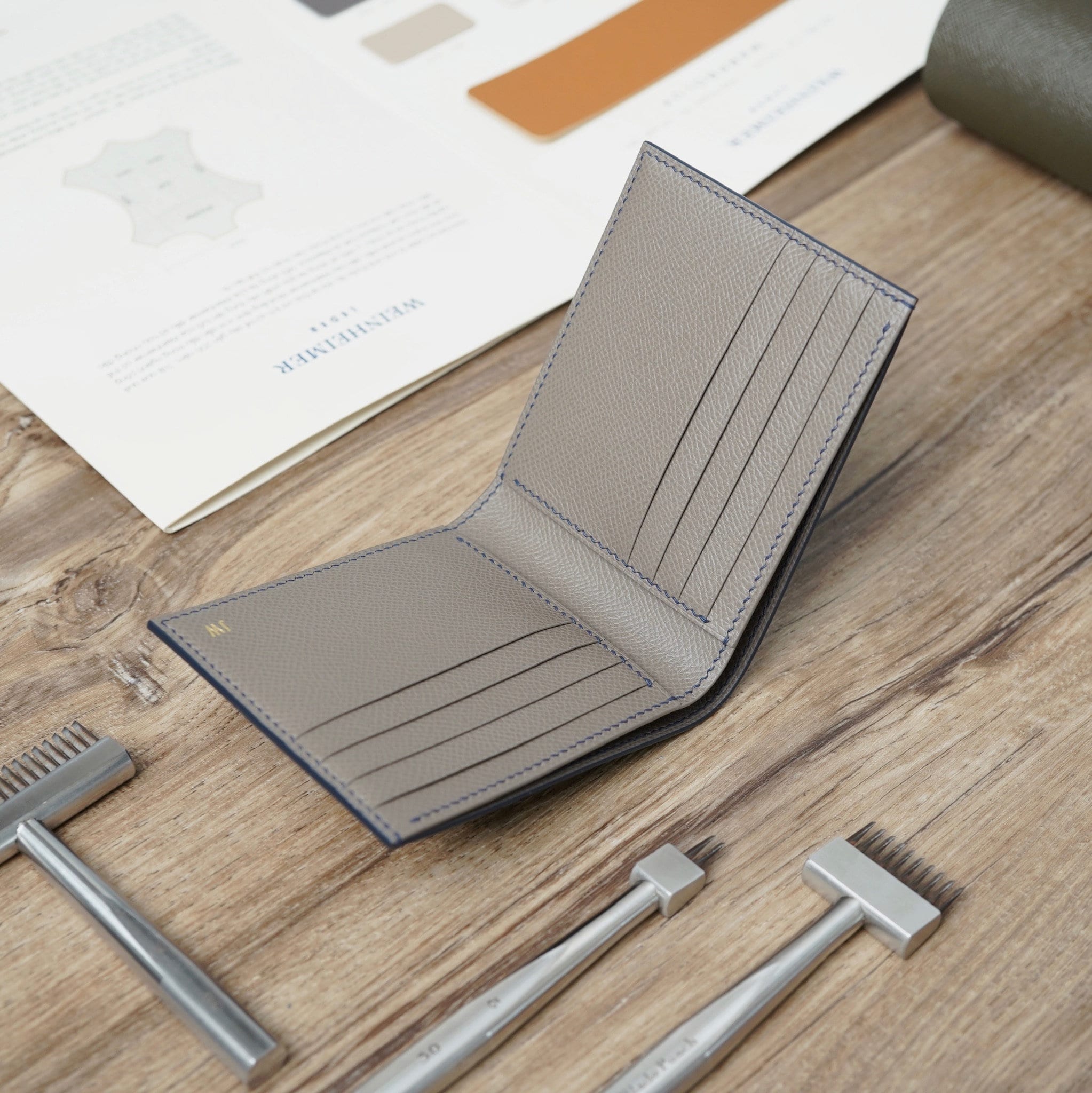 Navy Blue X Grey Epsom Bifold Wallet - Etsy