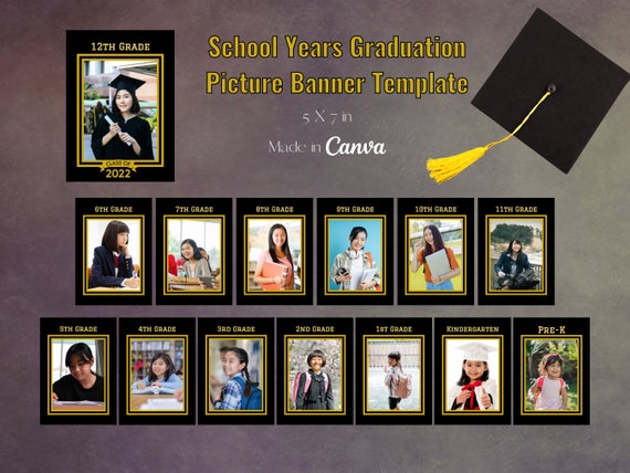 School Years Picture Banner Template - Etsy