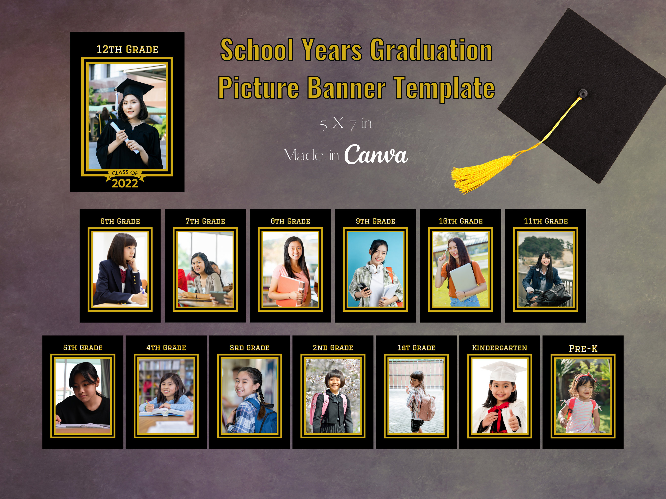 School Years Picture Banner Template - Graduation Banner, Photo Banner ...