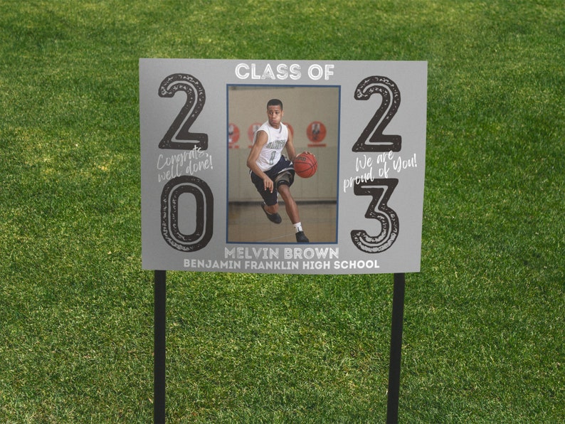 Athletic Grad Yard Sign Template - Graduation Sign, Editable Digital ...